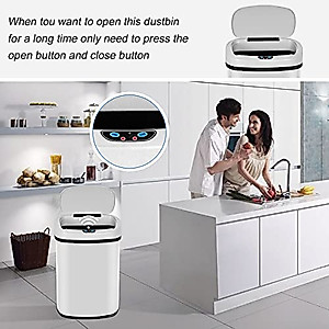 13 Gallon 50 Liter kitchen Trash Can with Touch-Free & Motion Sensor, Automatic Stainless-Steel Garbage Can, Anti-fingerprint Mute Designed Trash Bin Touchless Trash Can for Office Bedroom, White