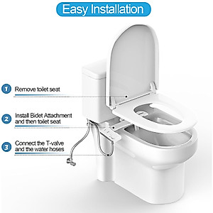 ZhiQToes Bidet Attachment for Toilet,Non-Electric Self Cleaning,Dual Retractable Nozzles Badays for Toilets Seat,Adjustable Water Pressure Fresh Water Sprayer,Front & Rear Wash (White)
