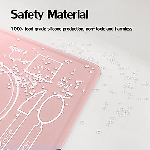 Silicone Kids Placemats, Non-Slip Portable Montessori Placemats for Kids Baby Toddlers Table Setting Mats, Reusable Dining Food Mat, 2Pack, Pink&Baby Blue