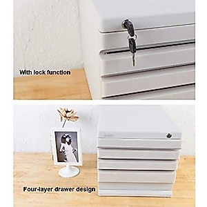 SHABOZ File Cabinets Multi-Function Storage Cabinet, Flat, Stationery Storage Box, Office Desk Cosmetics Plastic File Holder Memo Paper Plastic (White)