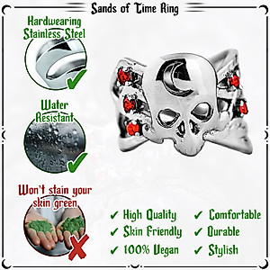 ‘Sands of Time’ Ring by Rogue+Wolf Gothic Y2K Jewelry Emo Goth Accessories, Cool Alt Knuckle Chunky Ring Aesthetics, garnet-colour, red and orange cubic zirconia