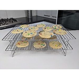 Checkered Chef Stainless Steel Stackable Cooling Racks - 2 Pack Stacking Cooling/Baking Racks - Each Rack 10 x 15" - Tiered Cooling Rack for Cooking, Cooling and Baking - Oven and Dishwasher Safe
