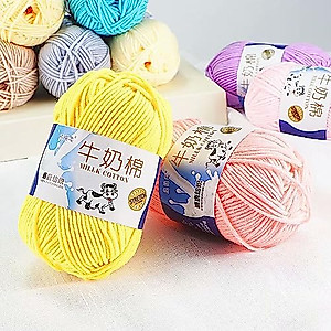 Cotton Yarn 50g x 2 Balls Crochet Knitting Yarn Soft Breathable Cotton Acrylic Yarn Lightweight Warm Yarn for DIY Shawl Hat Scarf