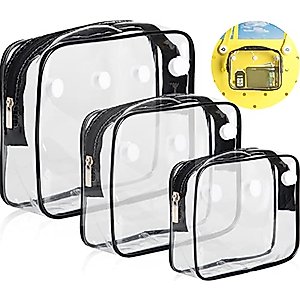 3 Packs Clear Bogg Beach Tote Bag Accessories-clear Designer Zipper Insert Bag(for 19*15*9.5 and 15*13*5.25), Travel Makeup Clean Toiletry Brush Organizer Cosmetic Divider Storage Inner Pouch (Black)