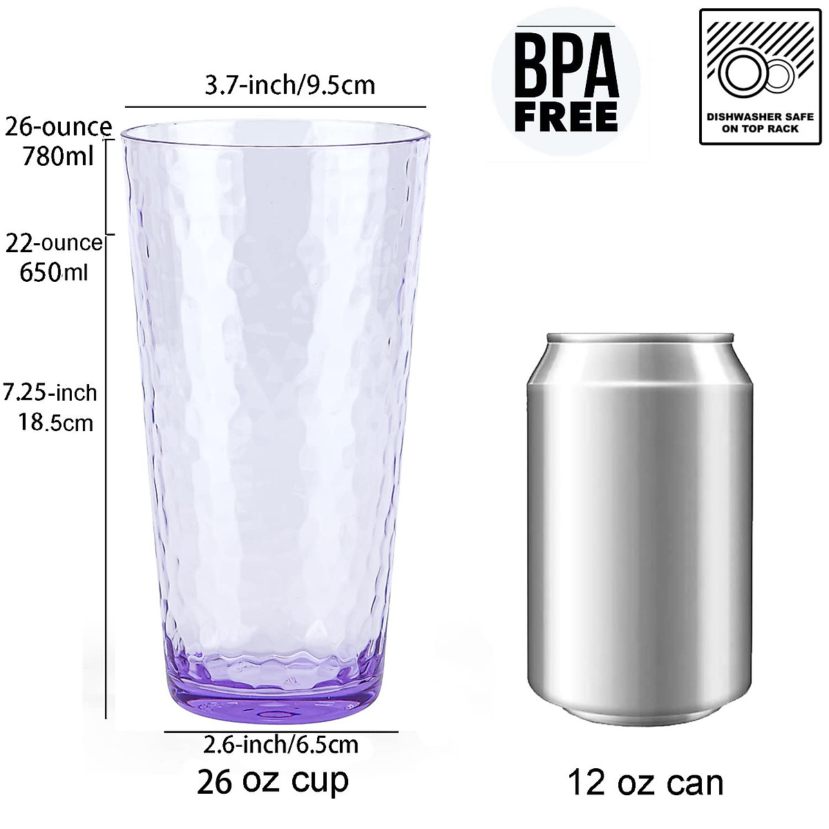 KOXIN-KARLU Mixed Drinkware 26-ounce Plastic Tumbler Acrylic Water Glasses, set of 6 Coral Pink