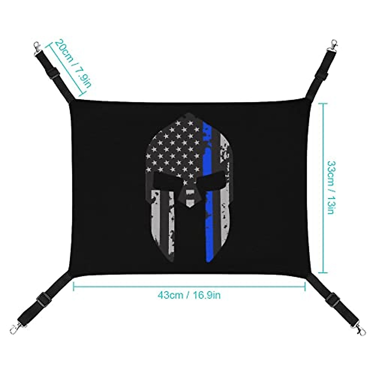 Police Thin Line Flag Spartan Pet Hammock Comfortable Adjustable Hanging Bed for Small Animals Dogs Cats Hamster