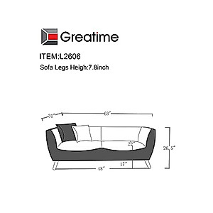 Greatime Linen Fabric Upholstery Modern Design Loveseat with Toss Pillow and Wood Legs