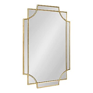 Kate and Laurel Minuette Decorative Rectangle Frame Wall Mirror in Gold Leaf, 24x35.5 Inches