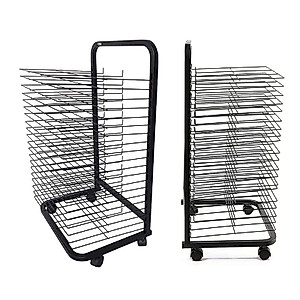 Metal Wire Drying Rack Classroom Art Studio Mobile Art Drying Rack with Flexible Shelves for Artist Painting Panels, 4K Paper & Prints, Artwork Organizer, Black Power Coated Finish (Size : 20 Layer)