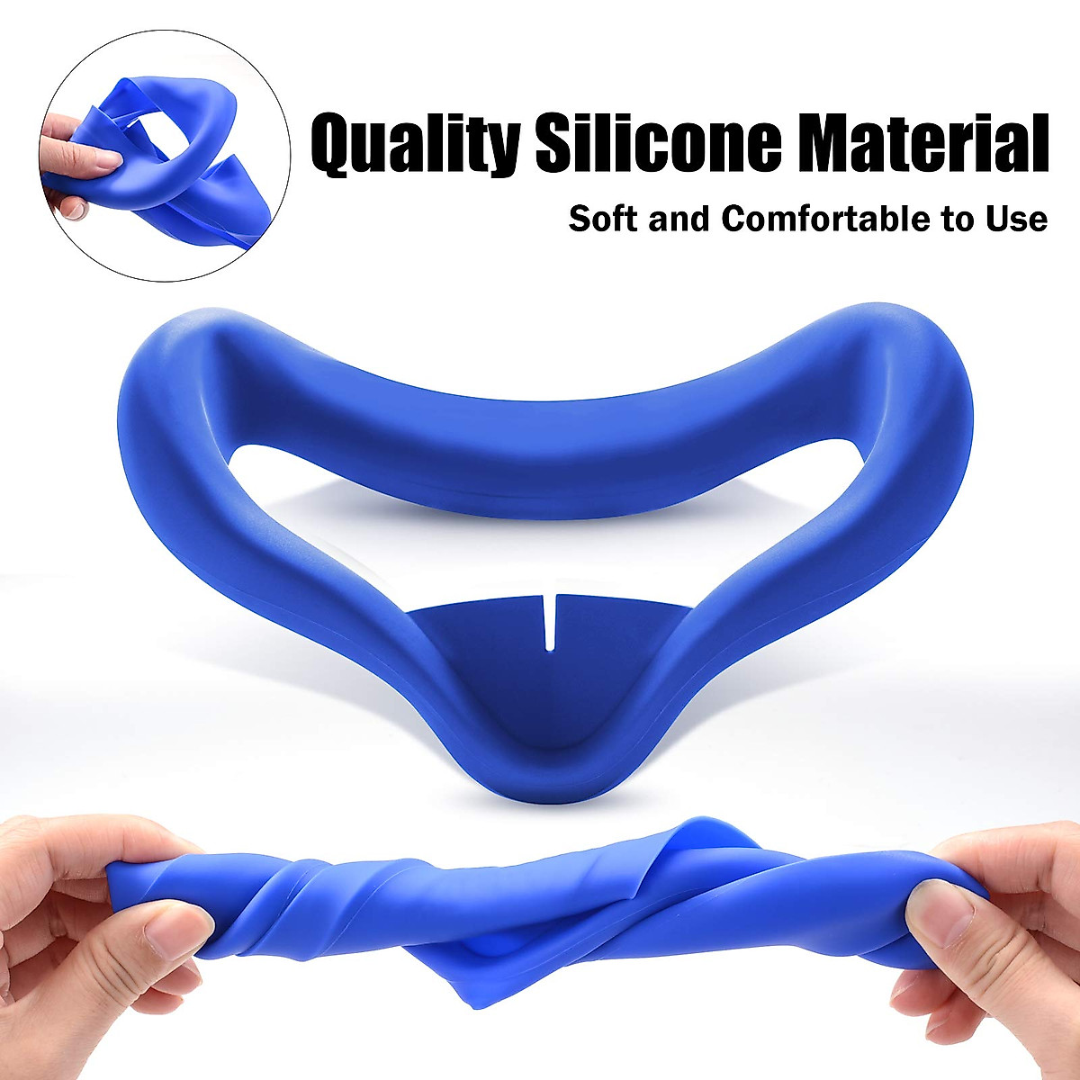 10PCS Set VR Silicone Face Cover Compatible with Oculus Quest 2 Accessories, Sweat-Proof Lightproof Non-Slip Washable Replacement (Blue/Black/Red/White),Len Protector,Disposable Eye Cover