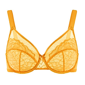 HSIA Women's Underwire Bra Minimizer Lace Floral Bra Unlined Unpadded Plus Size Full Coverage Bra