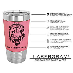 LaserGram 20oz Vacuum Insulated Tumbler Mug, Cup of Coffee, Personalized Engraving Included (Faux Leather, Pink)