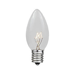 Novelty Lights Incandescent Christmas Replacement Bulbs - Indoor/Outdoor Individual Bulbs for Christmas Tree, Display, & More - C9/E17 Intermediate Base, 7 Watt Lights (Clear, 25 Pack)