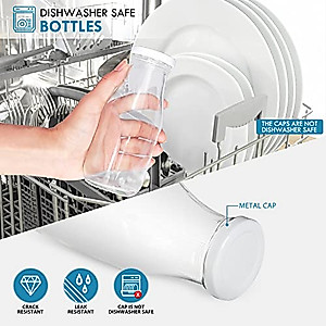 YEBODA 11oz Glass Milk Bottles with Reusable Metal Twist Lids and Straws for Beverage Glassware and Drinkware Parties, Weddings, BBQ, Picnics, Set of 9