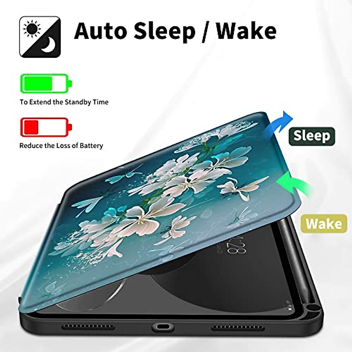 CGFGHHUY for iPad Mini 6 Case for Mini 6th Generation Case 360 Degree Rotating Stand Protective Smart Cover with Auto Wake Sleep Case Cover for iPad Mini 6th Gen 8.3 inch 2021 - Blue Flower