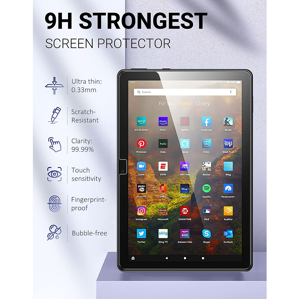 MoKo 2 Pack Sreen Protector for All-New Fire HD 10 & Fire HD 10 Plus - 10.1" (13th/11th Generation - 2023/2021 Release), Tempered Glass for Fire HD 10 Screen Protector, 9H Hardness, Glass