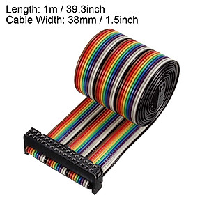 uxcell IDC Rainbow Wire Flat Ribbon Cable 30P A-type FC/FC Connector 2.54mm Pitch 1m/39.3inch Length