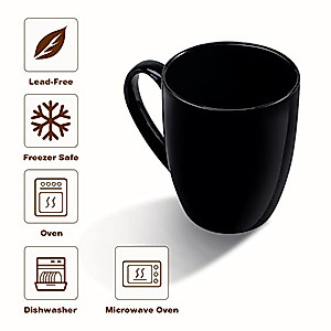 Urbanstrive 16 oz Large Coffee Mug with Handle Tea Cup Novelty Coffee Cup Idea Gift for Men Women Office Work, Black