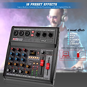 Pyle Professional Bluetooth DJ Audio Mixer - 3 - Channel DJ Controller Sound Mixer w/DSP 16 Preset Effects, USB Interface, 3 Mic/Line Input, Built-in FX Processor MP3 Player, Headphone Jack -PMX462