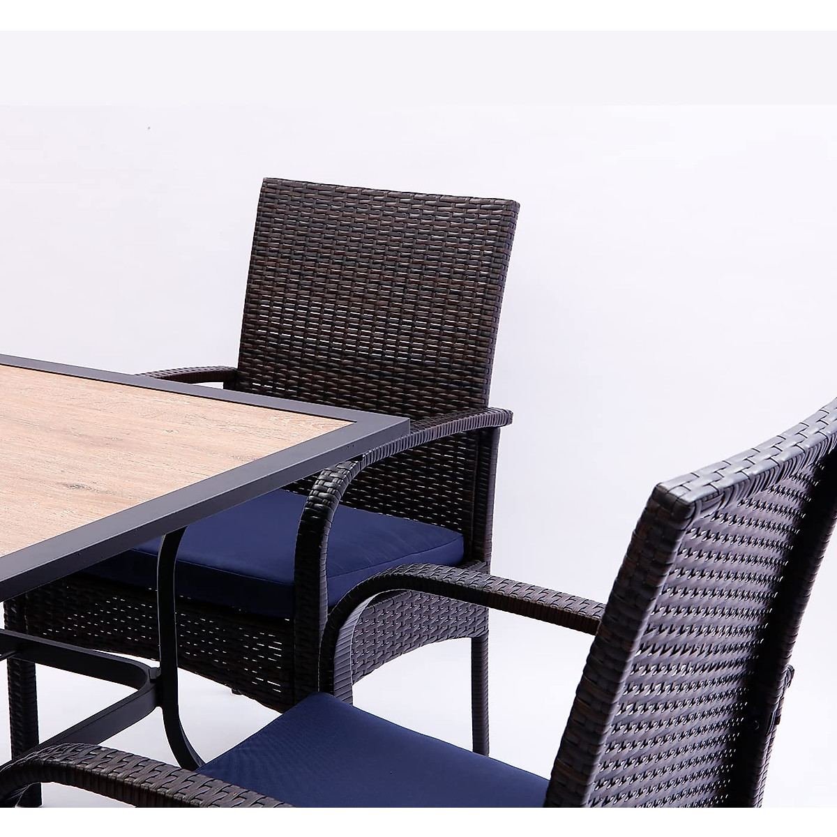 SAILARY Wicker Patio Dining Chairs with Padded Cushions, Outdoor Rattan Chairs with Armrest Support 350 lb Set of 6