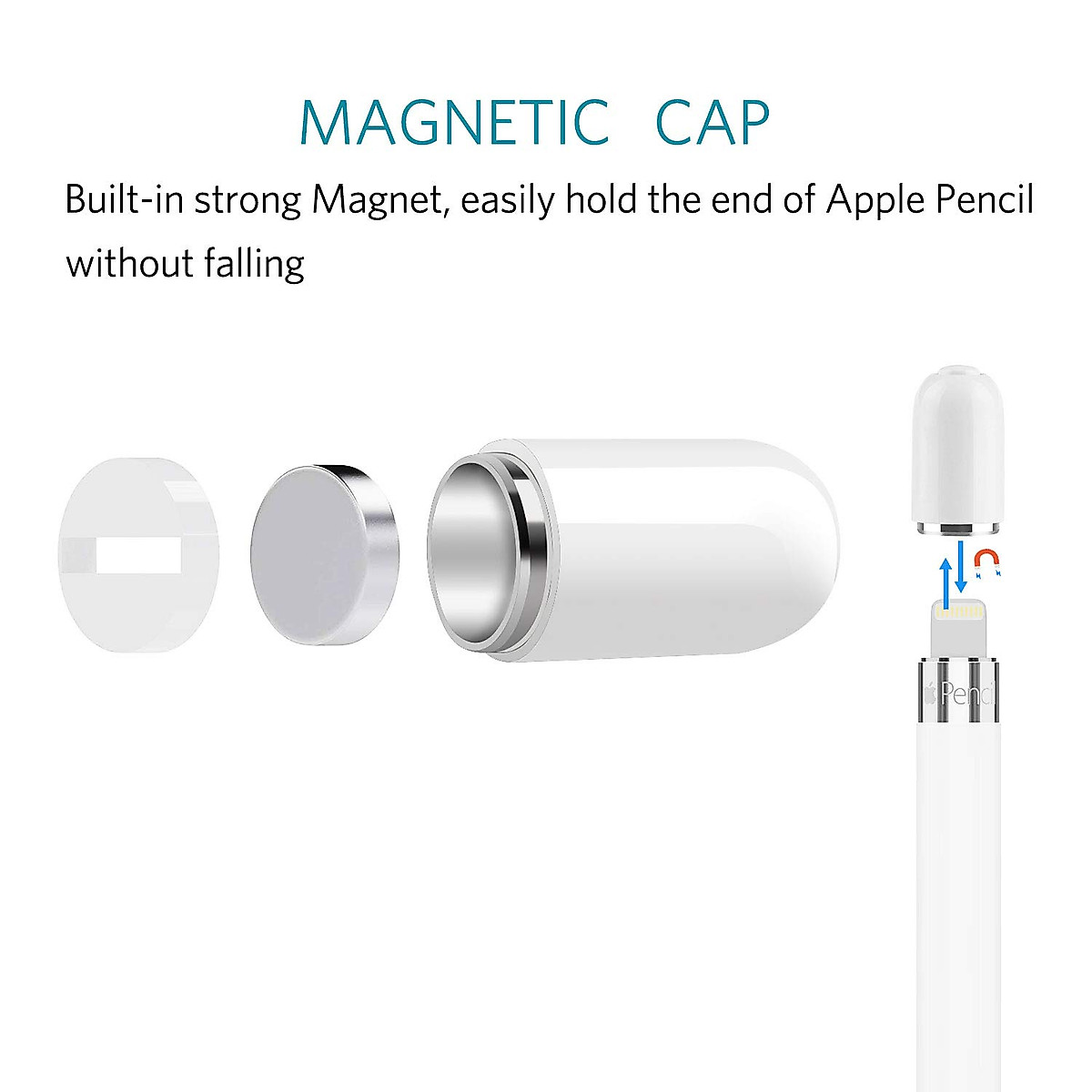 CoBak Replacement Cap for Apple Pencil, Magnetic Protective Cap Cover iPencil Cap for iPad Pencil(2 Pack)