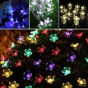 Newfly Solar Flower Strings Lights, Solar Christmas Fairy Lights 22 Ft 50 LED Plastic Flowers Solar Powered Christmas Light String,Solar Fairy Lights-Waterproof Home Garden Christmas Decor