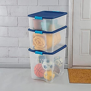 Sterilite Latch & Carry 18 Gallon Multipurpose Plastic Stacking Storage Container Tote with Secure Latch Snap Lid for Household Organization, 12 Pack