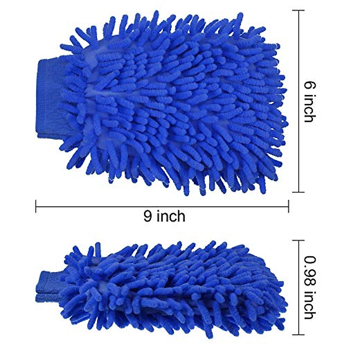 BBTO 5 Pieces Car Wash Mitts Chenille Microfiber Wash Mittens Double Sided Scratch-Free Wash Mitt (Royal Blue)