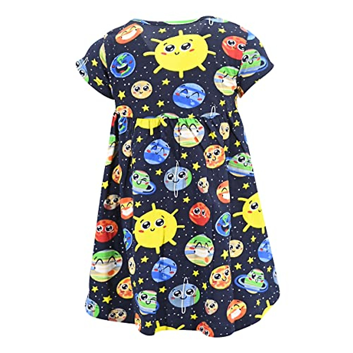 Unique Baby Girls Outer Space Back to School Skater Dress (5Y, Navy Blue)