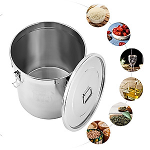 LINISHOP 304 Stainless Steel Airtight Canister Airtight Cereal Container Food Storage Container Metal Kitchen Rice Flour Milk Storage Bucket Silver New (48L)