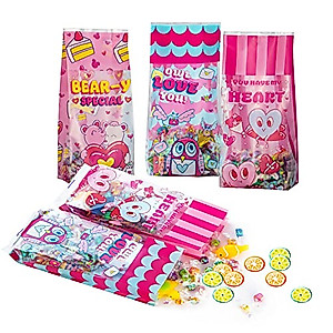 JOYIN 150 Pcs Valentine’s Day Cellophane Gift Bags, Treat Bags Candy Bag in 6 Lovely Designs for Kids Valentine Party Favor Supplies, Classroom Gift Exchange Goodie Bags