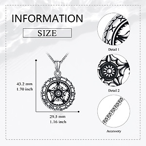 SILBAZ Wheel Tire Necklace Tire Pentagram Pendant Necklace Simple Arabic Digital Pendant Necklace Automotive Style Jewelry Gift for Car Enthusiasts