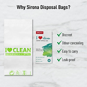 Sirona Sanitary Disposal Bags - 45 | Leakproof, Odor-Concealing Disposal for Tampons, Pads, Liners & More | Hygienic & Travel-Friendly (45 Pack)