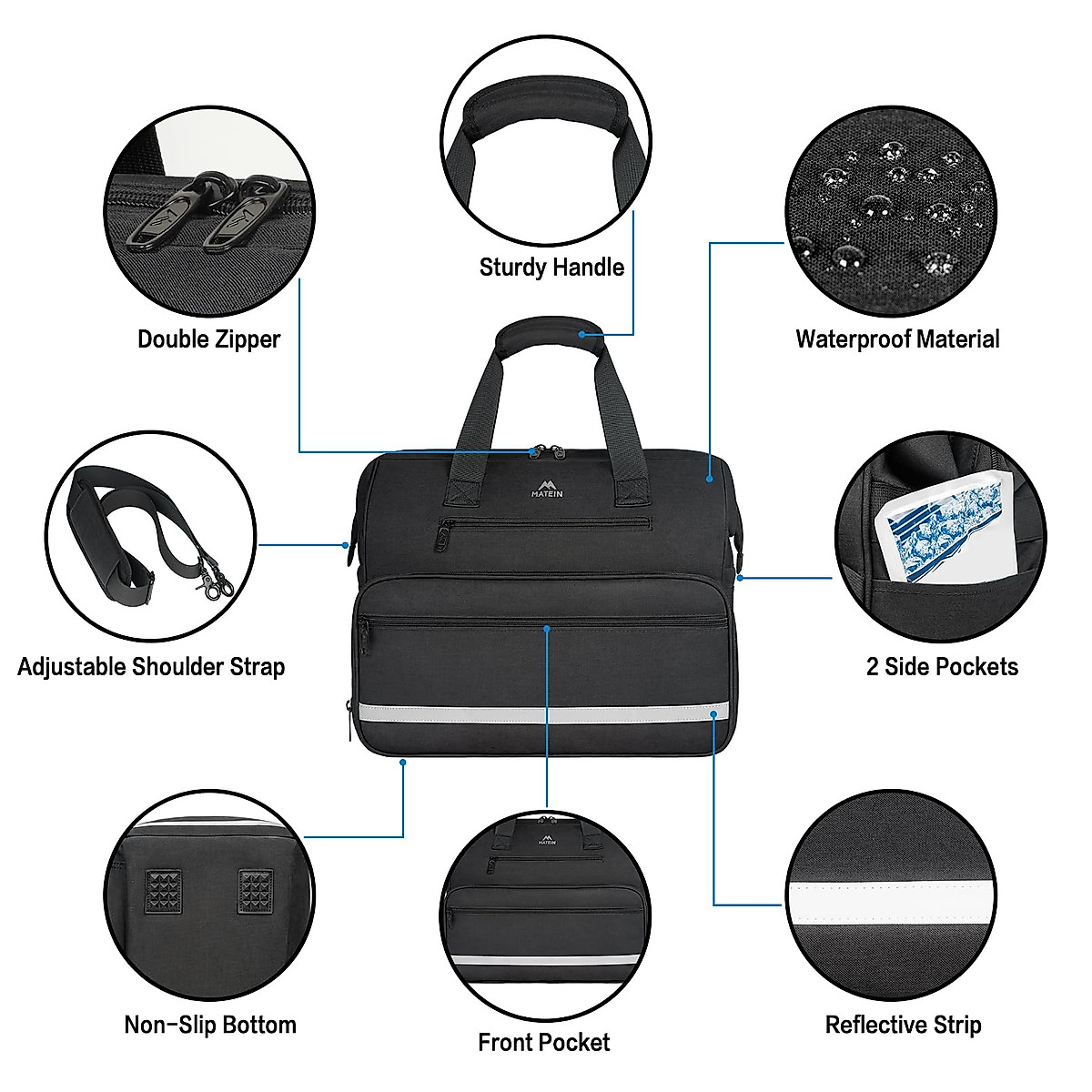 MATEIN Medical Bag, Large Water-Resistant First Aid Bags with Many Pocktets for Nursing, Portable Clinical Home Health Bag Doctor Bag Nurse Gifts for Home Visits, Health Care, Hospice, Black