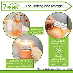 7Penn Empty Frosted Glass Candle Jars with Lids, 12pk - 10oz Candle Making Containers Glass Jars with Airtight Wood Lids