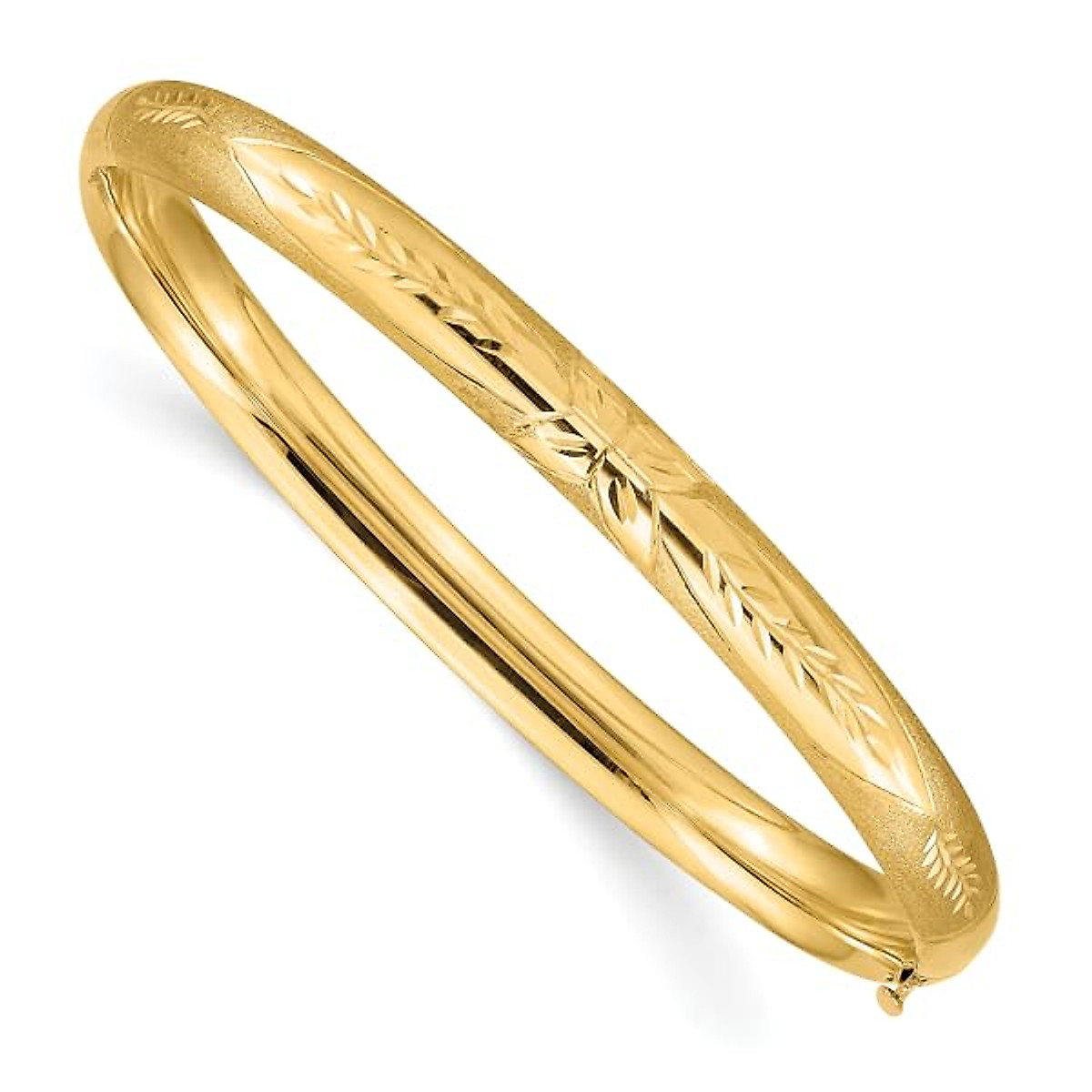IceCarats 14K Yellow Gold 6.35mm Florentine Hinged Bangle Bracelet
