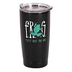 Dicksons F.R.O.G Fully Rely on God, Black/Green 20 Ounce Stainless Steel Insulated Travel Tumbler