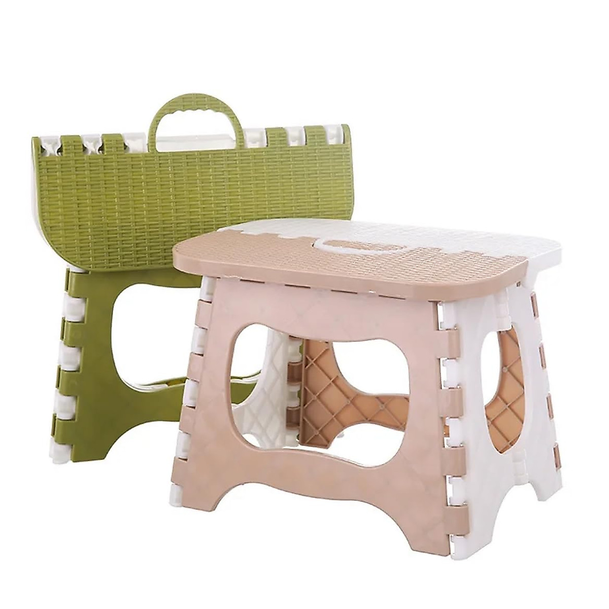 Generic Collapsible Plastic Step Stool, 8W x 6.5D x 7H inches, Mini Size (BEIGE/WHITE)