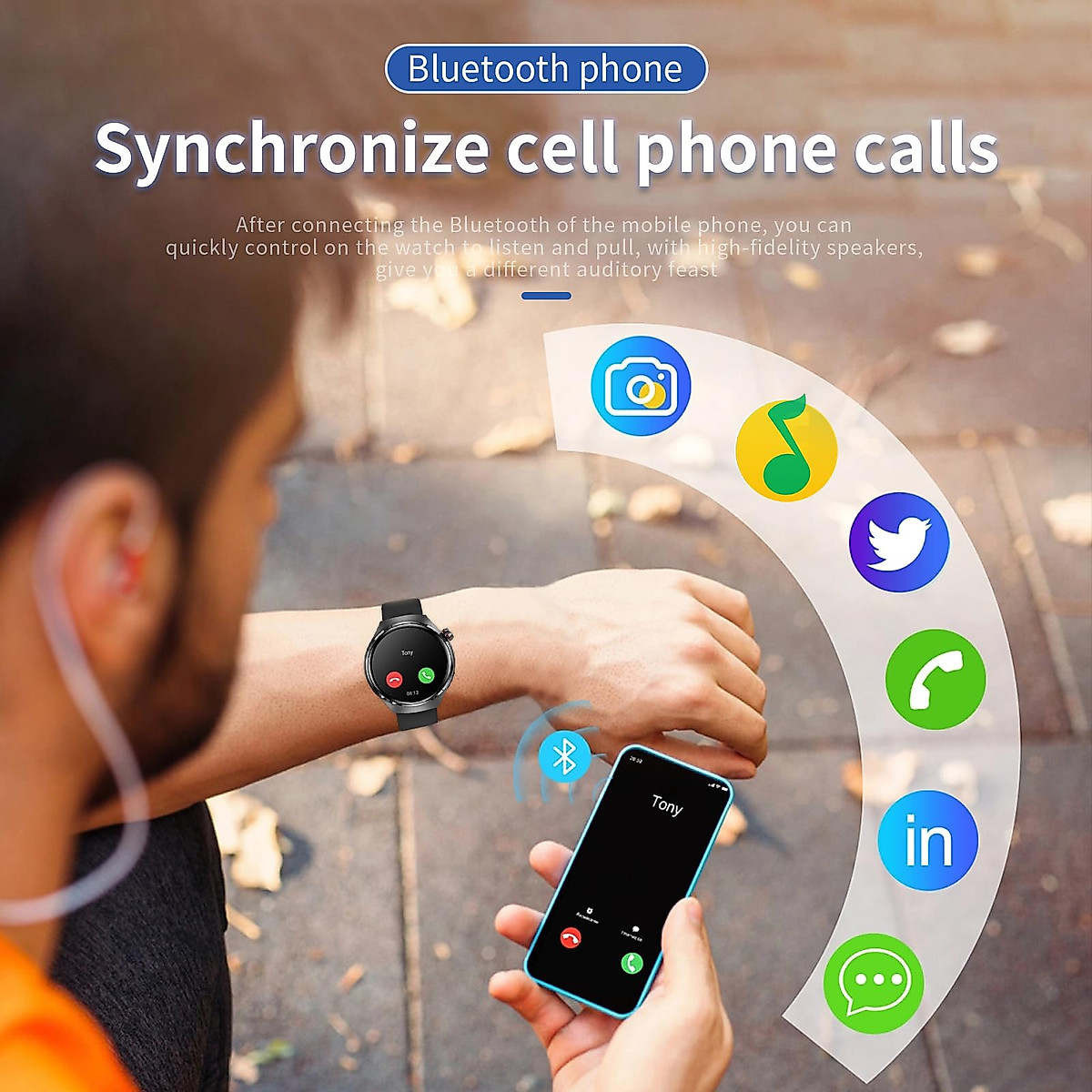 Dico Das Smart Watches with Bluetooth Call(Answer/Dial Calls), Sleep Monitor for iPhone/Android Phone,IP68 Waterproof(Black Circle)