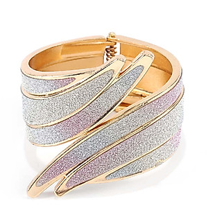 ELABEST Stylish Alloy Bracelet Colorful Cuff Bracelets Stretch Bracelets Wing Bracelets Sparkly Hand Chain Wedding Parties Jewelry Accessories for Women (Colorful)