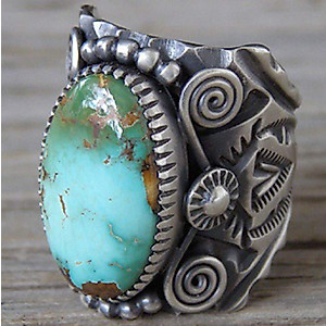 LRGKMCWTOB 925 Sterling Silver Ring Delberto Climbing Oval Cut Natural Turquoise Bridal Ring Women's Ring Size 6-10 (US Code 9)