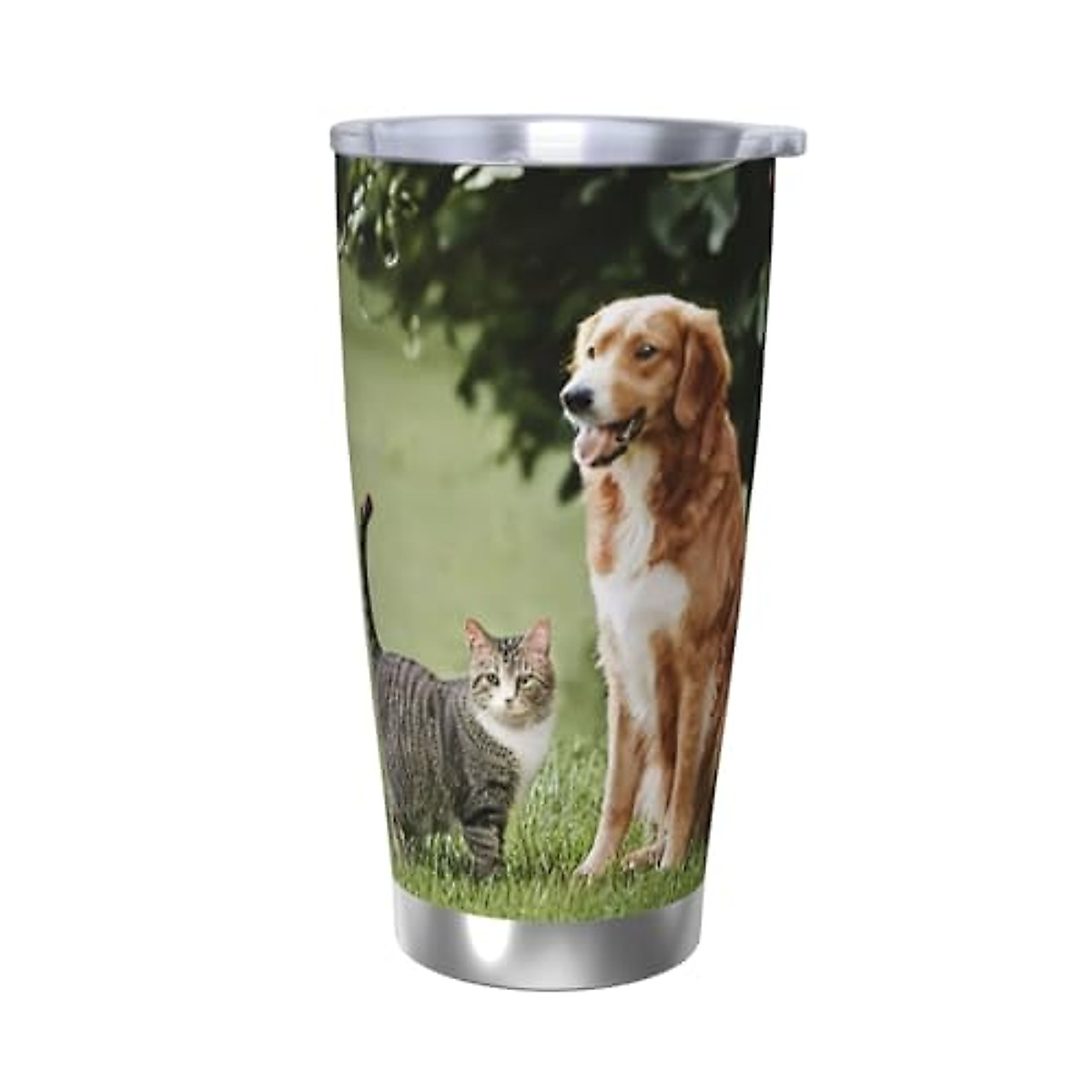 NHJKLWQSZ Lovely Dogs 20oz Stainless Steel Tumbler With Lid And Straw, Double Wall Vacuum Insulated Coffee Mug Travel Cups Leak-Proof Lid For Hot And Cold Drinks, Metal Straws And Brush