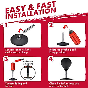 GLACIAL Stress Relief Desktop Punching Bag I Comes with Desk Clamp and Extra Strong Suction Cup I Black