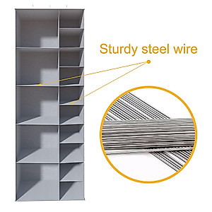 coastal rose Hanging Shoe Closet Storage Organizer, 15 Sections Closet Organizers and Storage Shelves Shoe Rack Holder Hanger, Grey