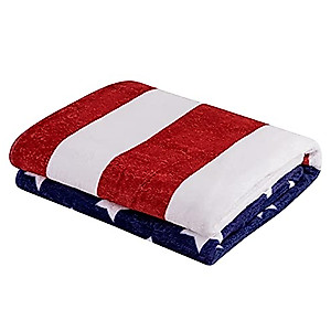 American Flag Throw Blanket, Extra-Large USA Flag Blanket for Patriotic, Men Women and Children, Fleece US Flag Throw Blanket (50in x 60in) July 4th Picnics, Warm and Cozy for Bed Traveling or Couch