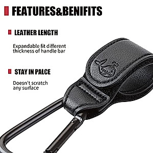 Funbliss Stroller Hooks for Hanging Bags and Shopping,Baby Stroller Hooks Clips,Plus Size, Newest Gen 3 Baby Grade Velcro, Black 2 Pack