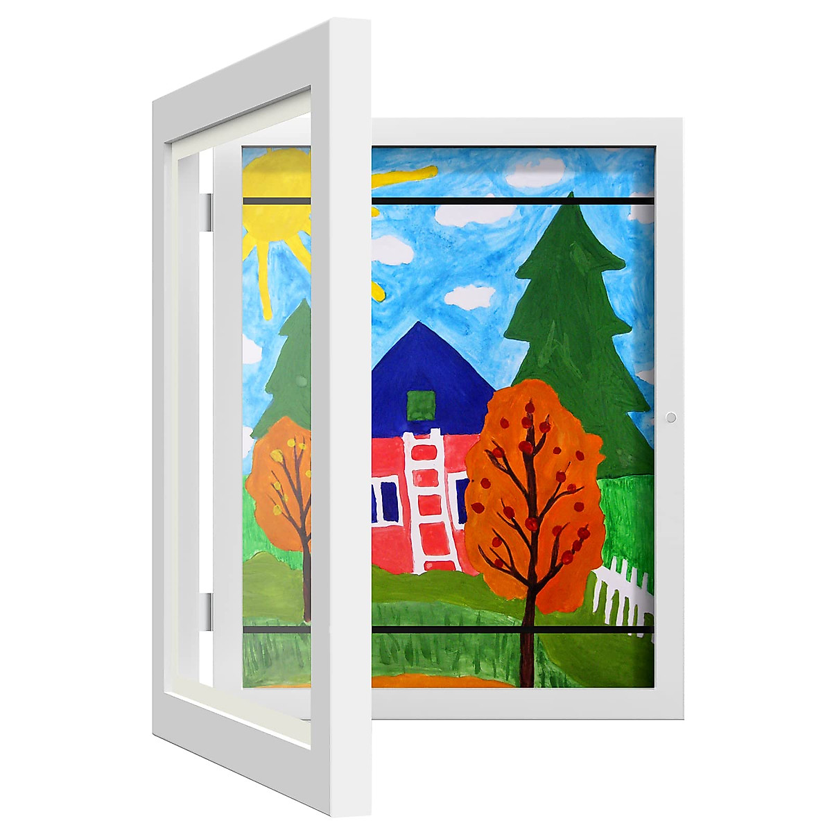 Hsypti Kids Art Frame, White, 8.5 x 11 inches (with Mat), 9 x 12 inches (without Mat), Modern, Plastic, Single Picture Frame, Rectangular, Space Theme, Easy Picture Change, Wall Mount or Tabletop