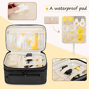 BAFASO Breast Pump Bag (Compatible with Medela Pump in Style) with a Waterproof Pump Parts Pad, Carrying Case for Medela Pump in Style and Extra Parts (Patent Pending), Black