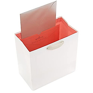 Hallmark Signature Studio 7" Medium Gift Bag with Tissue Paper (Embossed Hearts, White, Pink, Gold) for Birthdays, Valentine's Day, Baby Showers, Bridal Showers