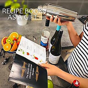 20-Piece Cocktail Mixology Shaker Set - Bartender Kit with Bamboo Stand - Bar Accessories Kit Including a Martini Shaker, Bar Jigger, Syrup Dispenser & Mixer Recipe Book